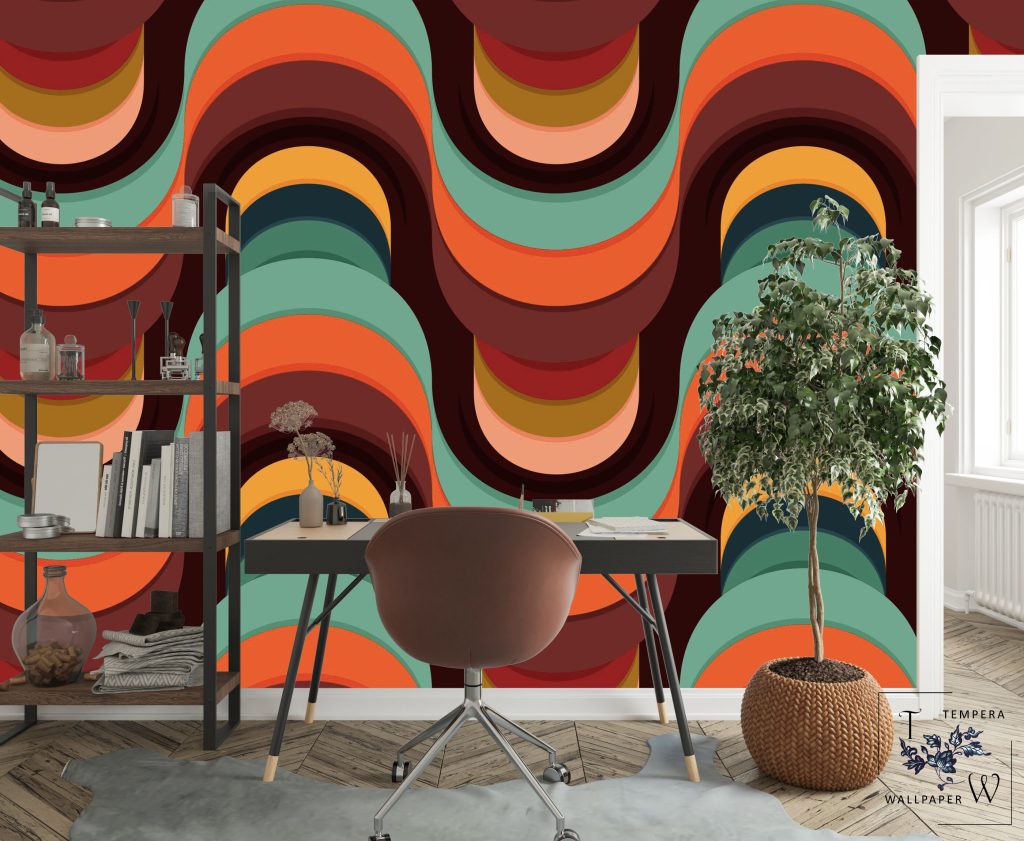 70's style Wallpaper, Abstract Wallpaper, Colored Wave Wallpaper ...